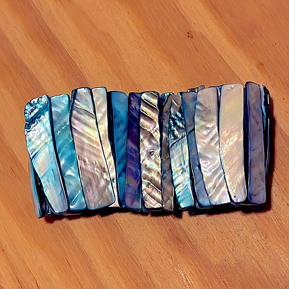 Jewelry | Stunning Rainbow Opalescent Blue Abalone Shell Bracelet ...